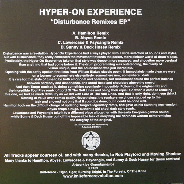 Buy Hyper On Experience : Disturbance Remixes EP (10",45 RPM,EP,Limited ...