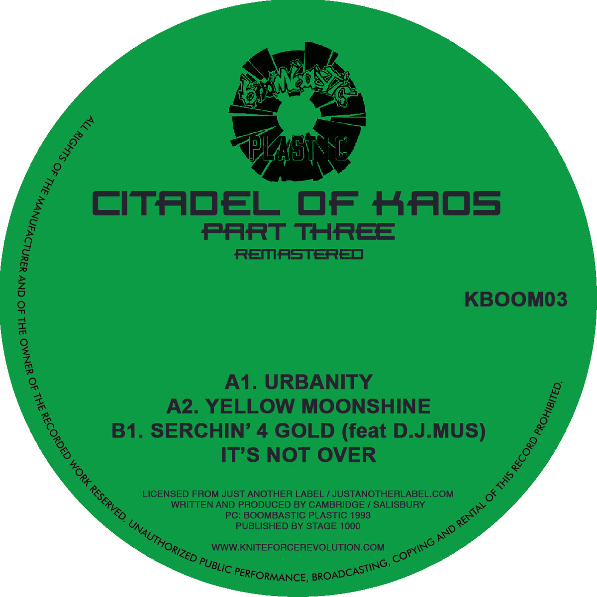 Boombastic Plastic - Citadel Of Kaos - Part 3 EP - Urbanity / Yellow M ...