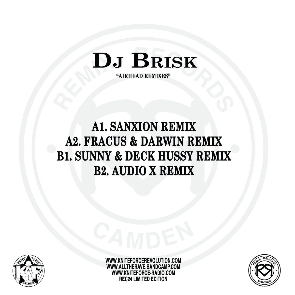 DJ Brisk - Airhead - Remixes - Remix Records - Rec024 -12" Vinyl – Defstar